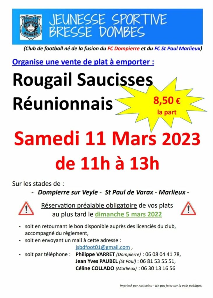 JSBD Rougail saucisses 11.03.2023 - Commune de Dompierre sur Veyle
